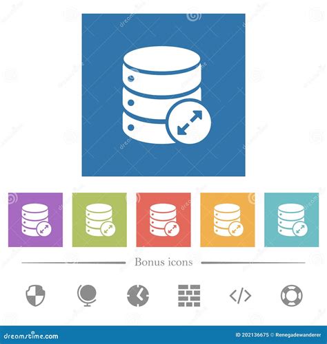 Expand Database Flat White Icons In Square Backgrounds Stock Vector Illustration Of Maximize