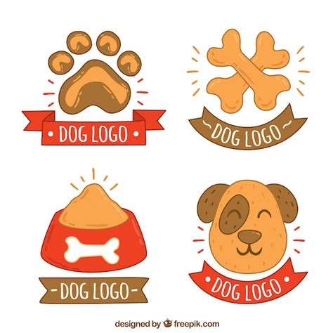 Hand Getrokken Hond Logos Premium Vector