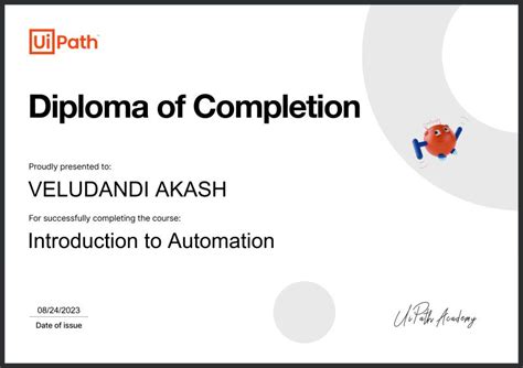 Akash Veludandi On Linkedin Uipath Certificate Automation Futureofwork Learningjourney