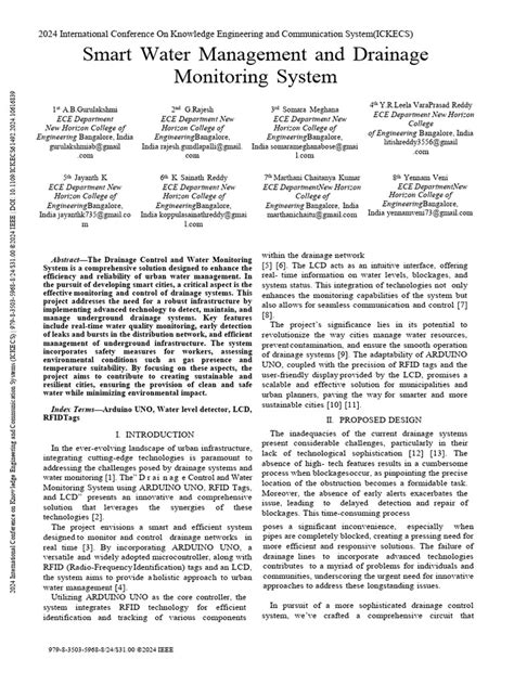 Smart Water Management And Drainage Monitoring System Pdf Arduino