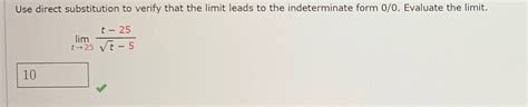 Solved Use Direct Substitution To Verify That The Limit