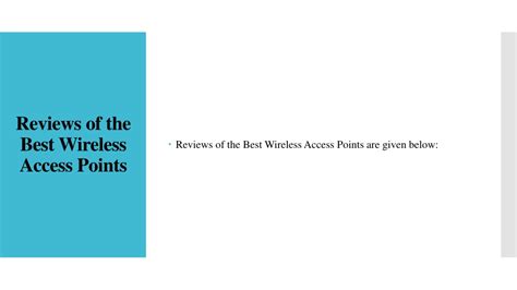 Ppt What Are Some Of The Best Reviews Of Wireless Access Points Powerpoint Presentation Id