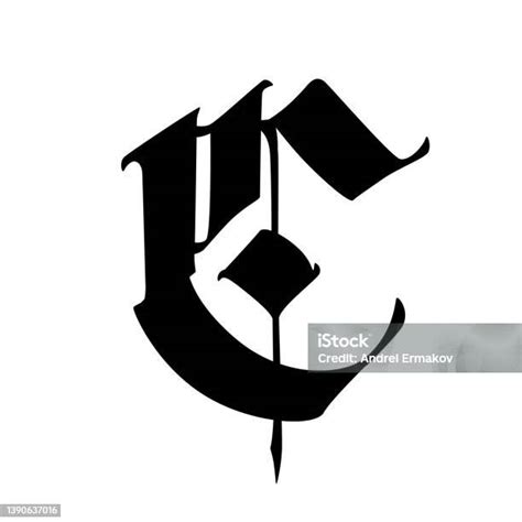 고딕 양식의 문자 C 벡터 오래된 알파벳 기호는 흰색 배경에 격리되어 있습니다 서예 중세 라틴어 문자 회사의 로고 모노그램