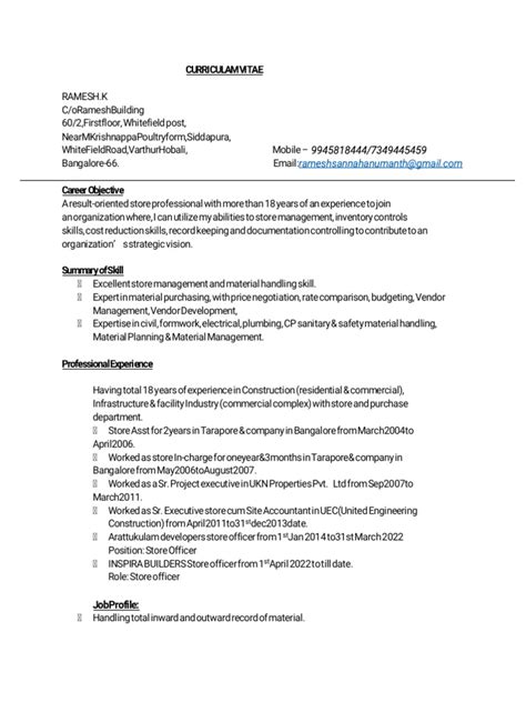 Ramesh Cv Pdf