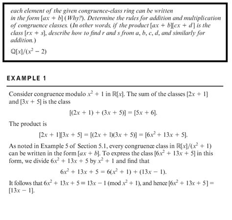 solved consider congruence modulo x 2 1 in r[x] the sum