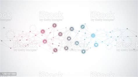 인포그래픽 요소와 평면 아이콘이 있는 정보 기술 배경 디지털 기술 네트워크 연결 및 통신 개념 0명에 대한 스톡 벡터 아트 및