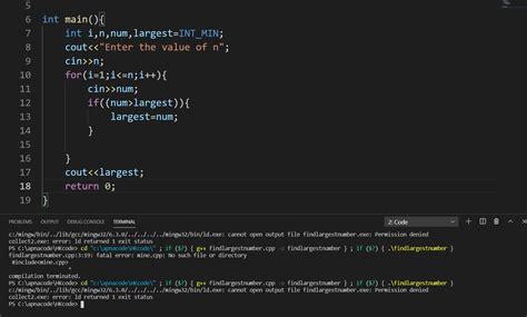 Include Cannot Open Output File Findlargestnumberexe Permission