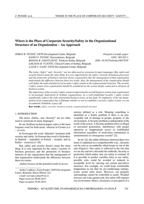 Pdf Where Is The Place Of Corporate Securitysafety In The