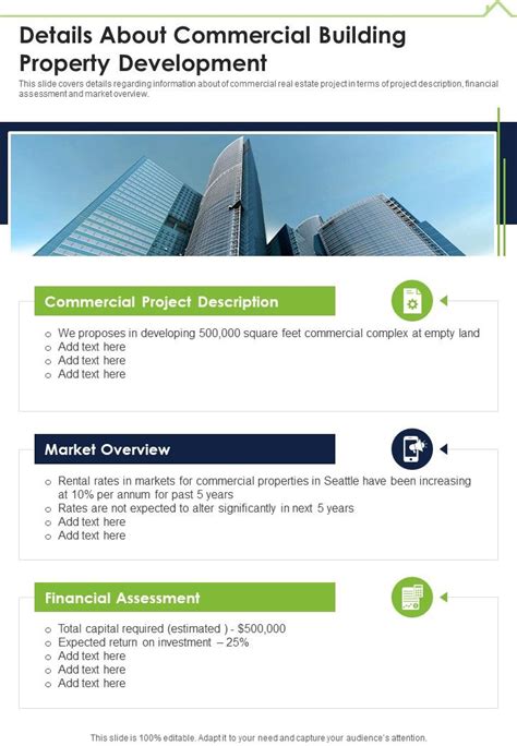 Details About Commercial Building Property Development One Pager Sample Example Document Ppt