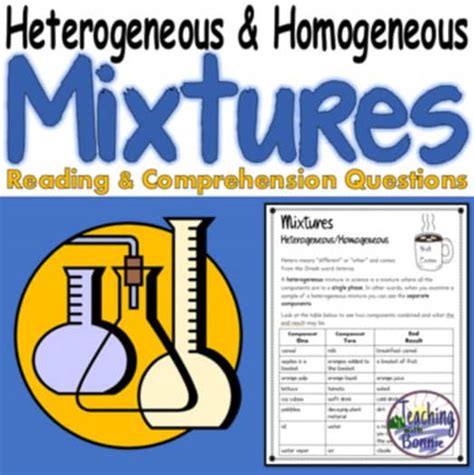 Mixtures Hetero And Homogeneous Grade 6 Science Reading And Comprehension