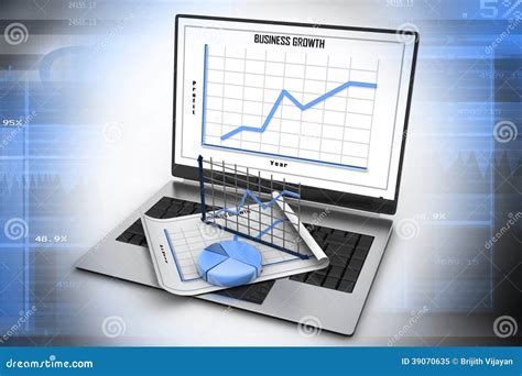 Laptop Showing A Spreadsheet Stock Image Image Of Company Analyst