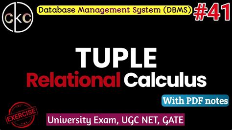 Tuple Relational Calculus In Relational Calculus Trc In Dbms With Example Youtube