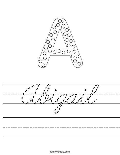 Abigail Cursive Worksheet