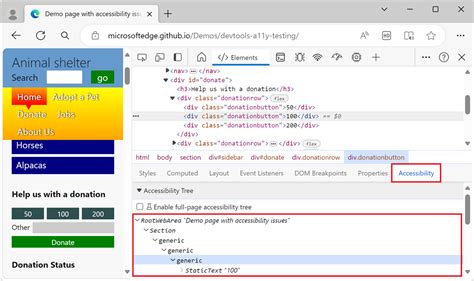 Check The Accessibility Tree For Keyboard And Screen Reader Support Microsoft Edge Developer