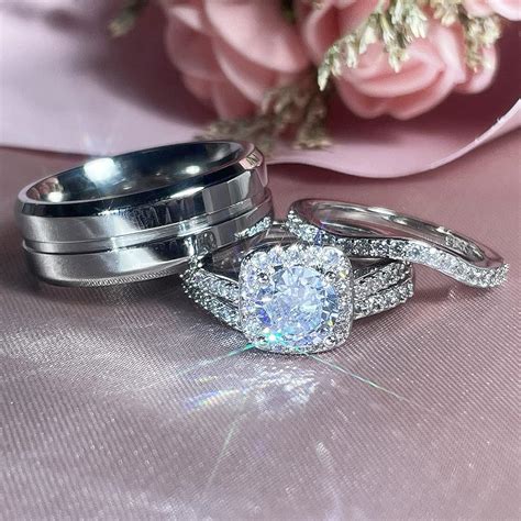 White Gold Wedding Rings His And Hers Matching Sets 60 Photos