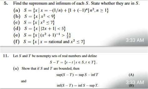 Solved 5 Find The Supremum And Infimum Of Each S State