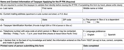 Irs Form 15227 Instructions Application For Ip Pin