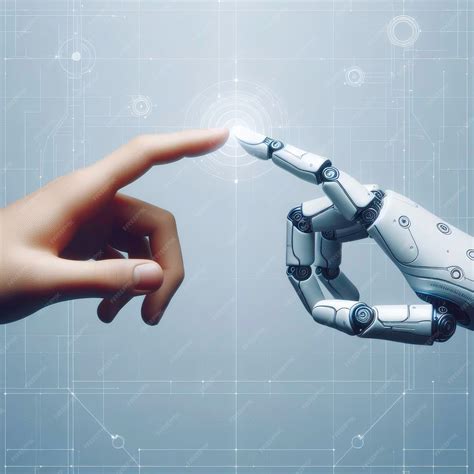 Premium Ai Image Realistic Illustration Of A Robot Finger Touching Human Finger