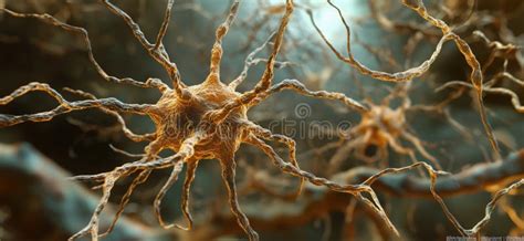 Neurons With Intricate Dendrites And Axons Showcasing Complex Neural Network Structure Glowing