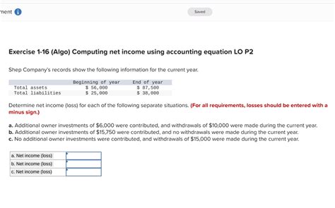 Solved Exercise 1 16 Algo Computing Net Income Using Chegg Com