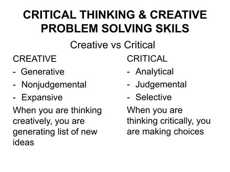 Problem Solving And Critical Thinking Skills Pptx