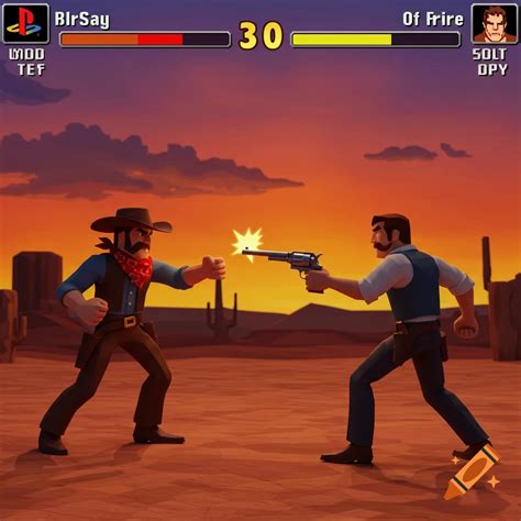 3d Graphics Fighting Game In A Wild West Sunset Ps1 Style On Craiyon