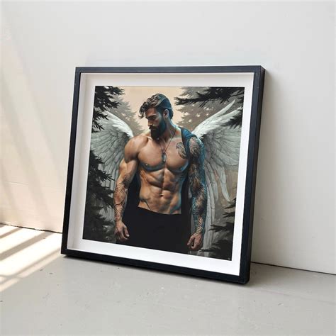 Nude Man Muscled Figure Angel Wings Gay Art Ai Generated Realistic