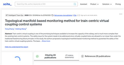 Topological Manifold‐based Monitoring Method For Train‐centric Virtual