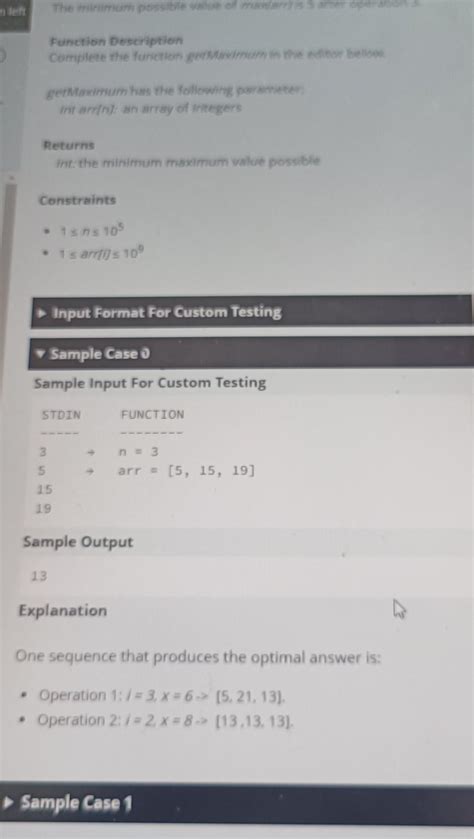 The Minimum Possilble Value Function Description