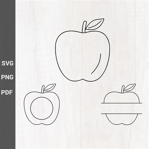 Apple Outline Svg With Monogram And Split Frame Name For Back Etsy