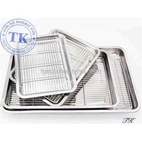 Tk ถาดพร้อมตะแกรงสแตนเลส ถาดใส่อาหารพร้อมตะแกรงอย่างดี ถาดสแตนเลส มีทั้งหมด 5 ไซส์ Shopee