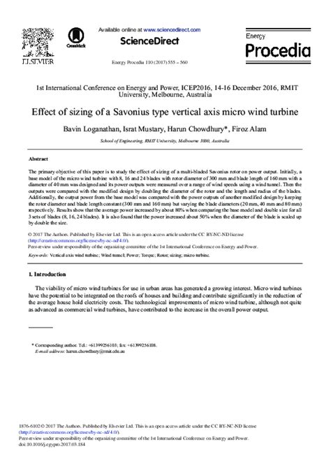 Pdf Effect Of Sizing Of A Savonius Type Vertical Axis Micro Wind Turbine
