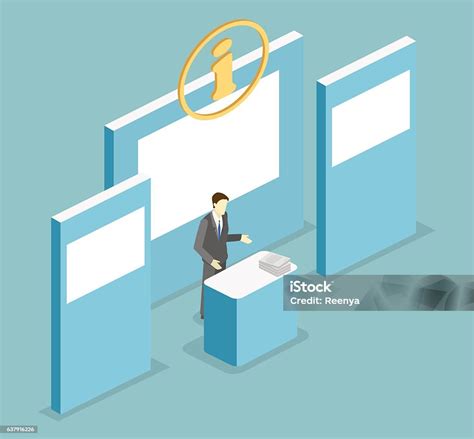 등각형 플랫 3d 컨셉 벡터 전시 또는 프로모션 스탠드 등측투영법에 대한 스톡 벡터 아트 및 기타 이미지 등측투영법 키오스크 탁자 Istock