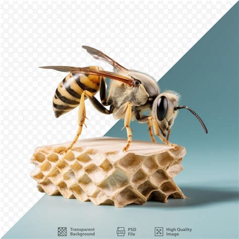 Premium PSD Wasp Gathering Wood To Build Nest