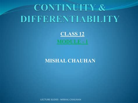 Continuity And Differentiability Class Xii Module 1 Pdf