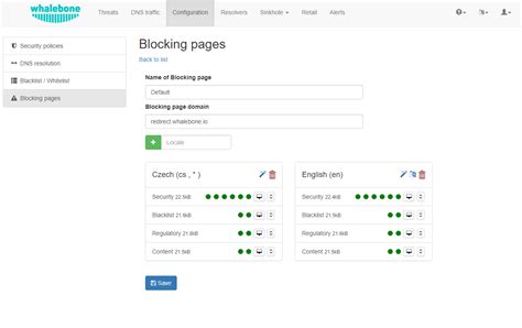 Blocking Pages — Whalebone Documentation