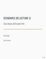 Lecture13 Slides Pdf ECONOMICS 205 LECTURE 13 Scarce Inputs And