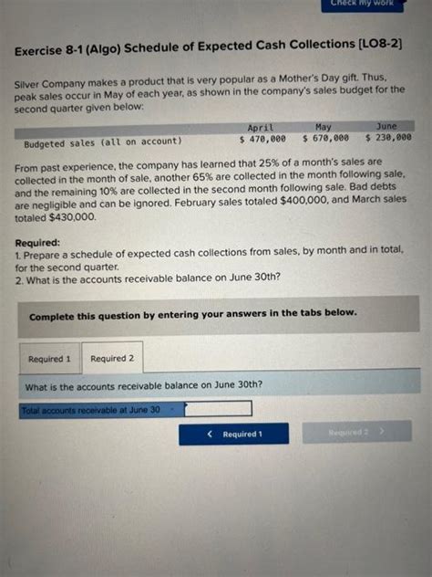 Solved Exercise 8 1 Algo Schedule Of Expected Cash