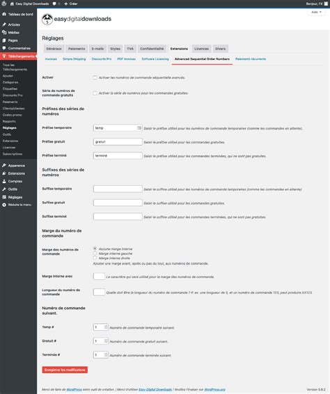 EDD Advanced Sequential Order Numbers Traduction WordPress en français fxbenard