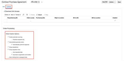 automatically created purchase orders in oracle fusion procurement