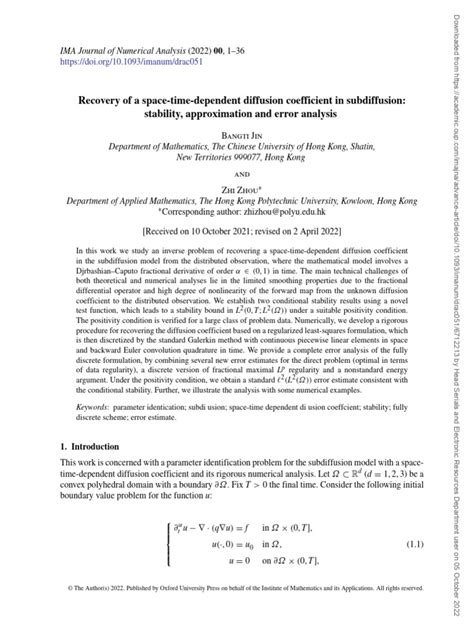 Recovery Of A Space Time Dependent Diffusion Coefficient In