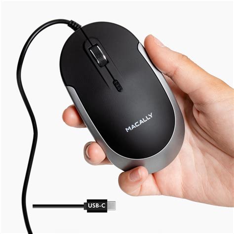 Macally USB Type C Mouse Slim Compact Design USB C Mouse For MacBook Pro IMac PC Etc