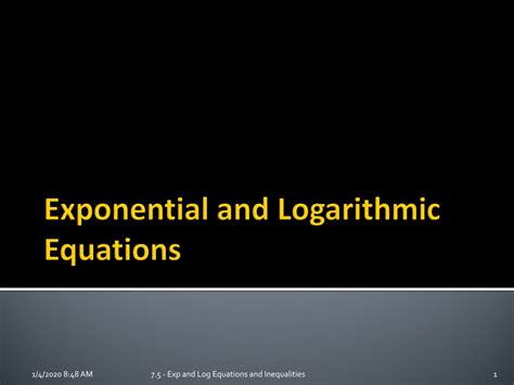 Ppt Mastering Exponential And Logarithmic Equations Examples And