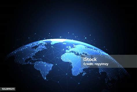 글로벌 네트워크 연결 글로벌 비즈니스의 세계지도 지점 및 라인 구성 개념 벡터 일러스트레이션 지구본에 대한 스톡 벡터 아트 및 기타 이미지 Istock
