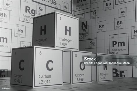 주기율표의 원소의 3d 배경 탄소 수소 산소 및 질소 과학 및 공학 배경 3차원 형태에 대한 스톡 사진 및 기타 이미지 3차원 형태 개체 그룹 과학 Istock