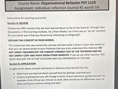 solved course name organisational behavior psy 1129