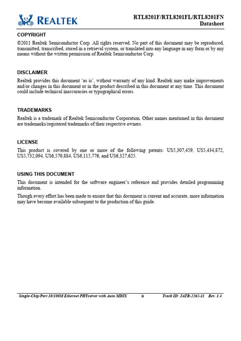 Rtl8201f Rtl8201f Vb Cg Single Chip Port 10 100m Ethernet Phyceiver Realtek