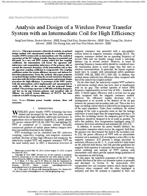 Pdf Analysis And Design Of A Wireless Power Transfer System With An Intermeidate Coil For High