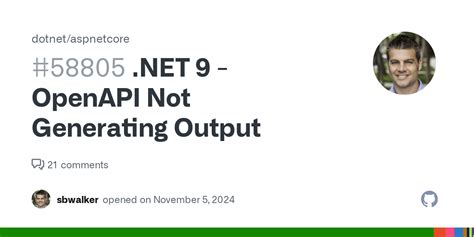 9 openapi not generating output · issue 58805 · dotnet