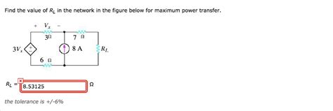 Solved Find The Value Of RL In The Network In The Figure Chegg Com